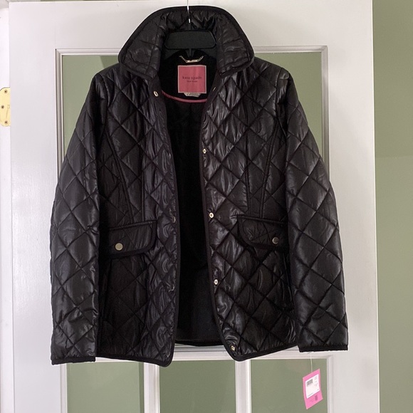 kate spade | Jackets & Coats | Nwt Kate Spade Black Quilted Jacket ...